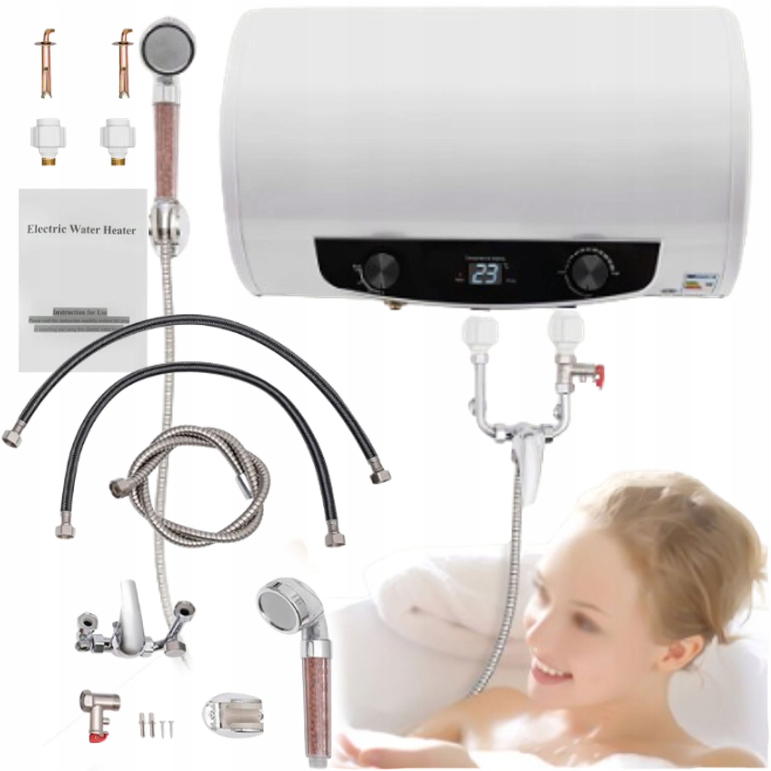 30L Poziomy Elektryczny Podgrzewacz Wody 220V Bojler Z Grzałką Na Wodę ...