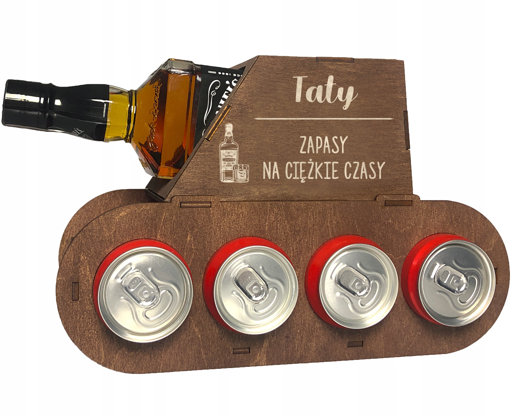 Prezent Dla Taty Na DzieŃ Ojca Drewniany CzoŁg Whisky Śmieszny Z Imieniem Prezent Dla Taty Na