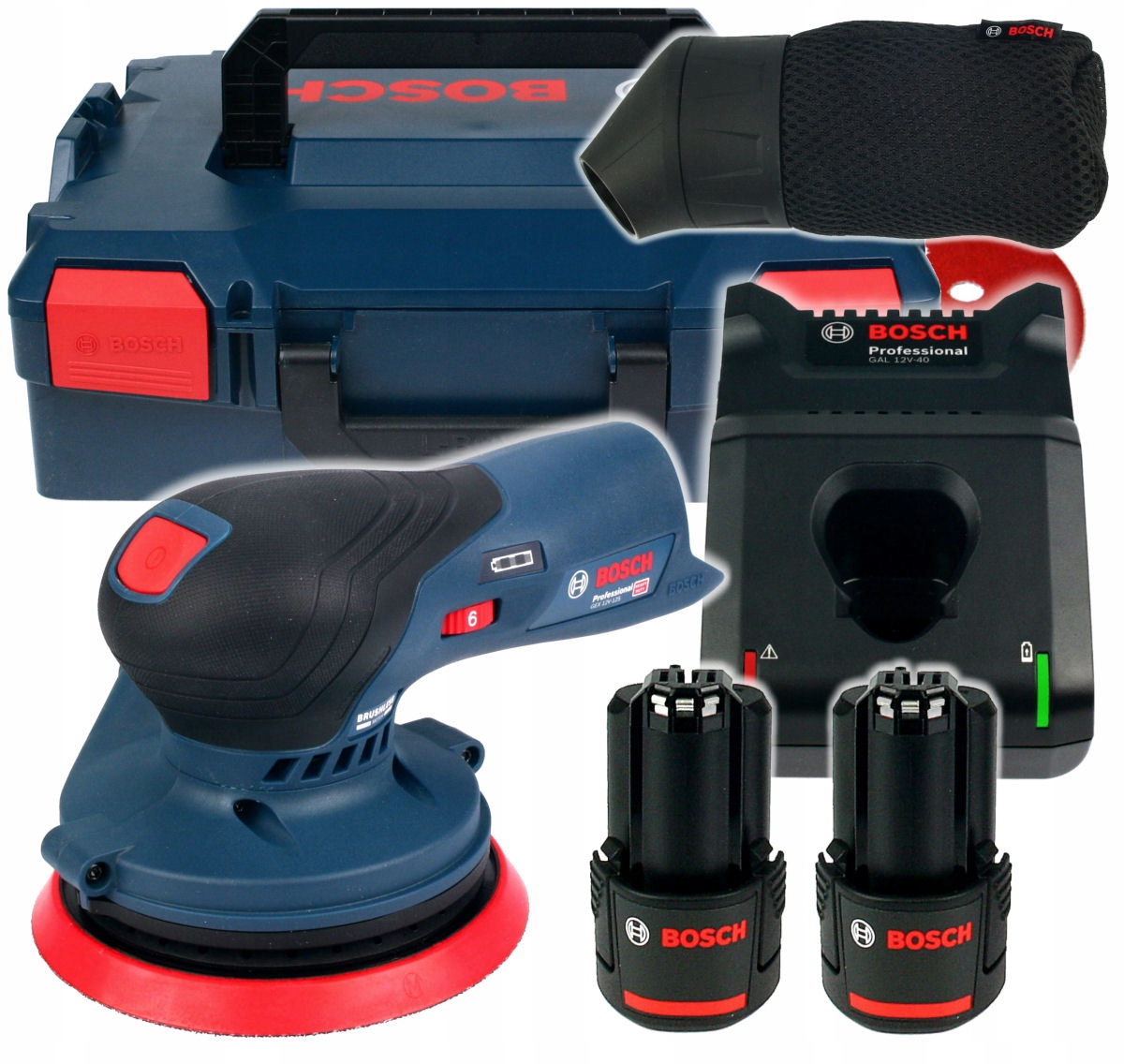 SZLIFIERKA MIMOŚRODOWA GEX 12V-125 BOSCH 2x2,0Ah (4059952539478) • Cena ...