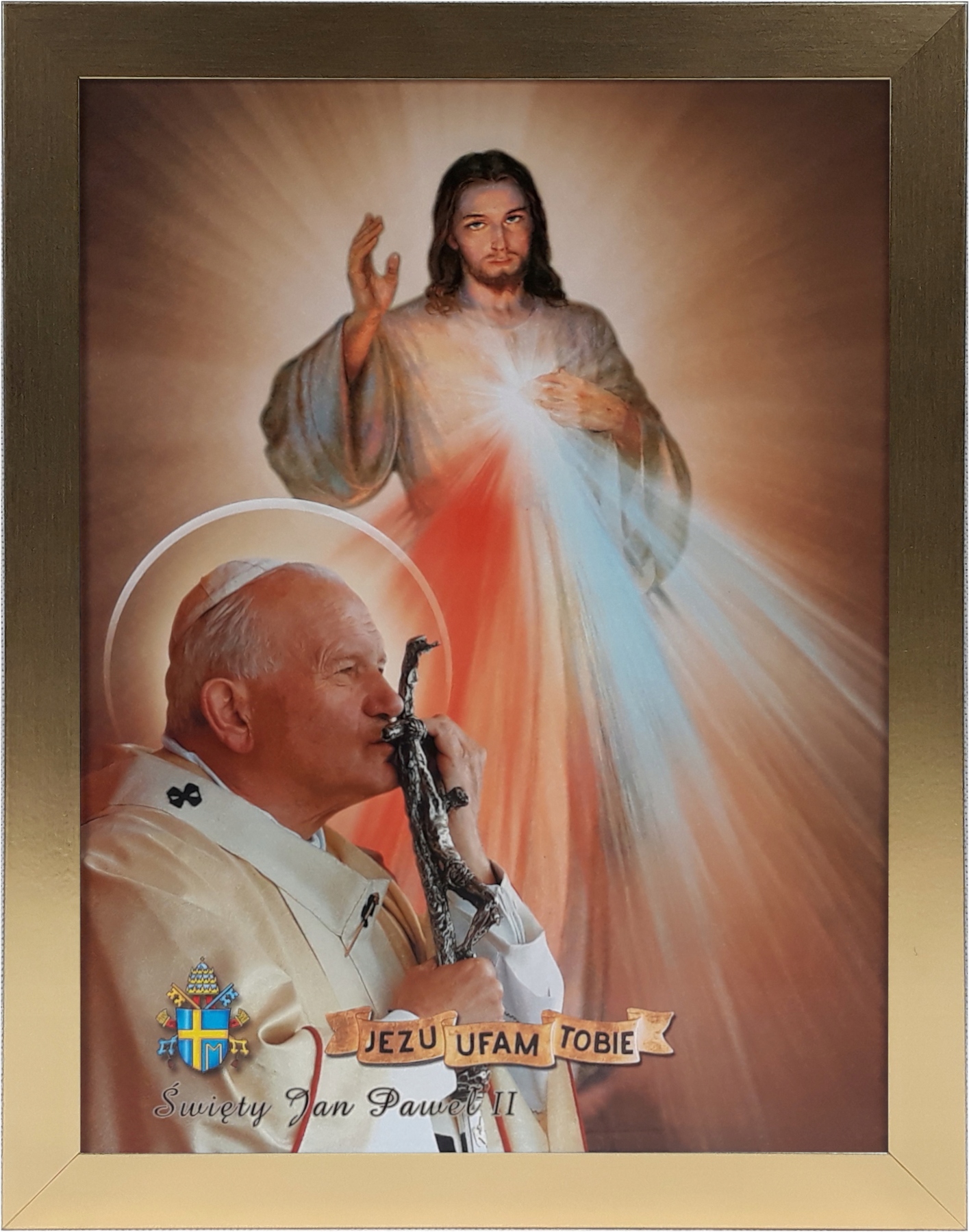 OBRAZ 45x35 JEZUS JEZU UFAM TOBIE ZŁOTA RAMA • Cena, Opinie • Obrazy 12634364936 • Allegro