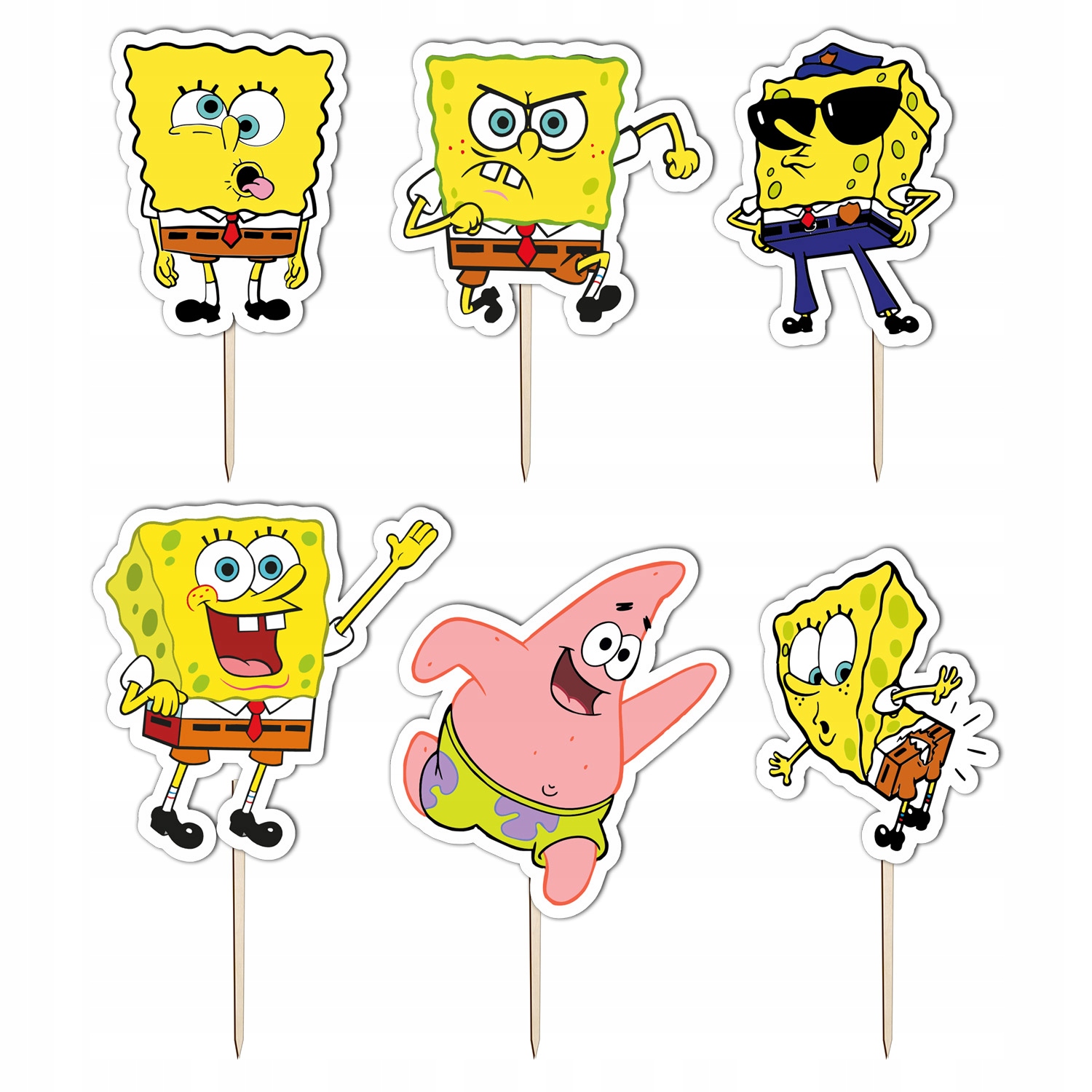TOPPER NA TORT ZESTAW Z PODOBIZNĄ SPONGEBOB SPONGBOB 6 SZT TOPER • Cena ...