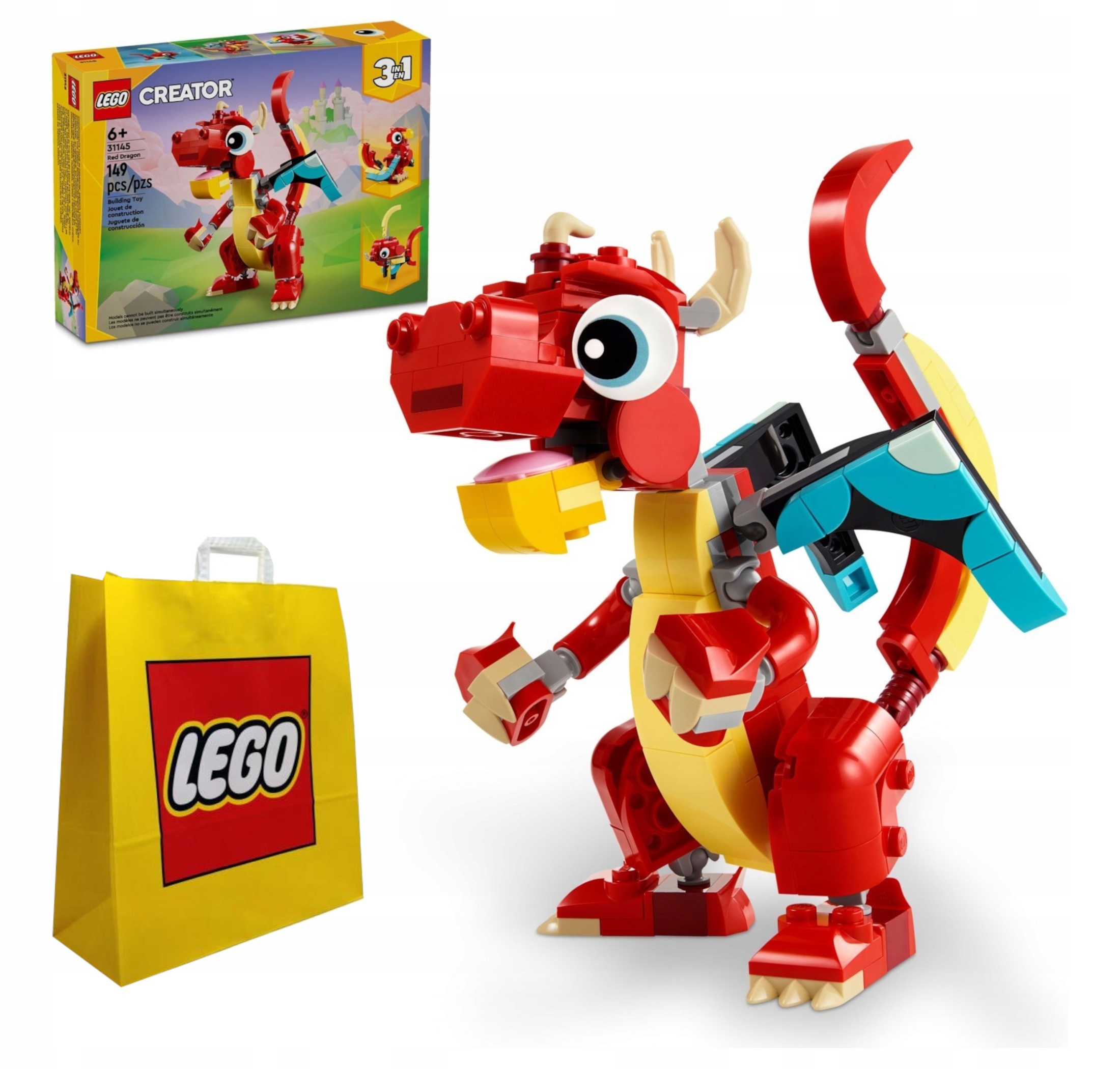 LEGO Creator 3 w 1 31145 Czerwony smok + TORBA LEGO (5702017584942 ...
