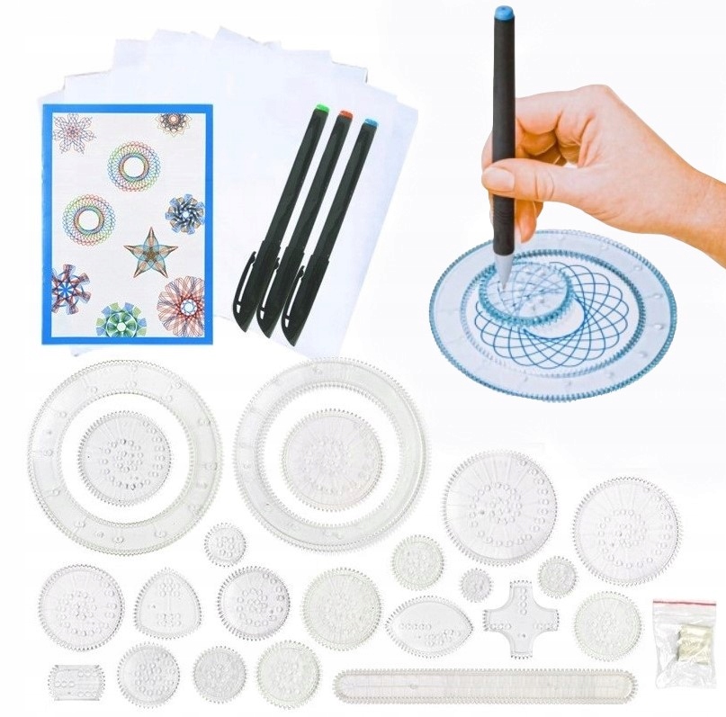 SPIROGRAF ZESTAW DO RYSOWANIA ZABAWKA EDUKACYJNA (6972392519207) • Cena ...