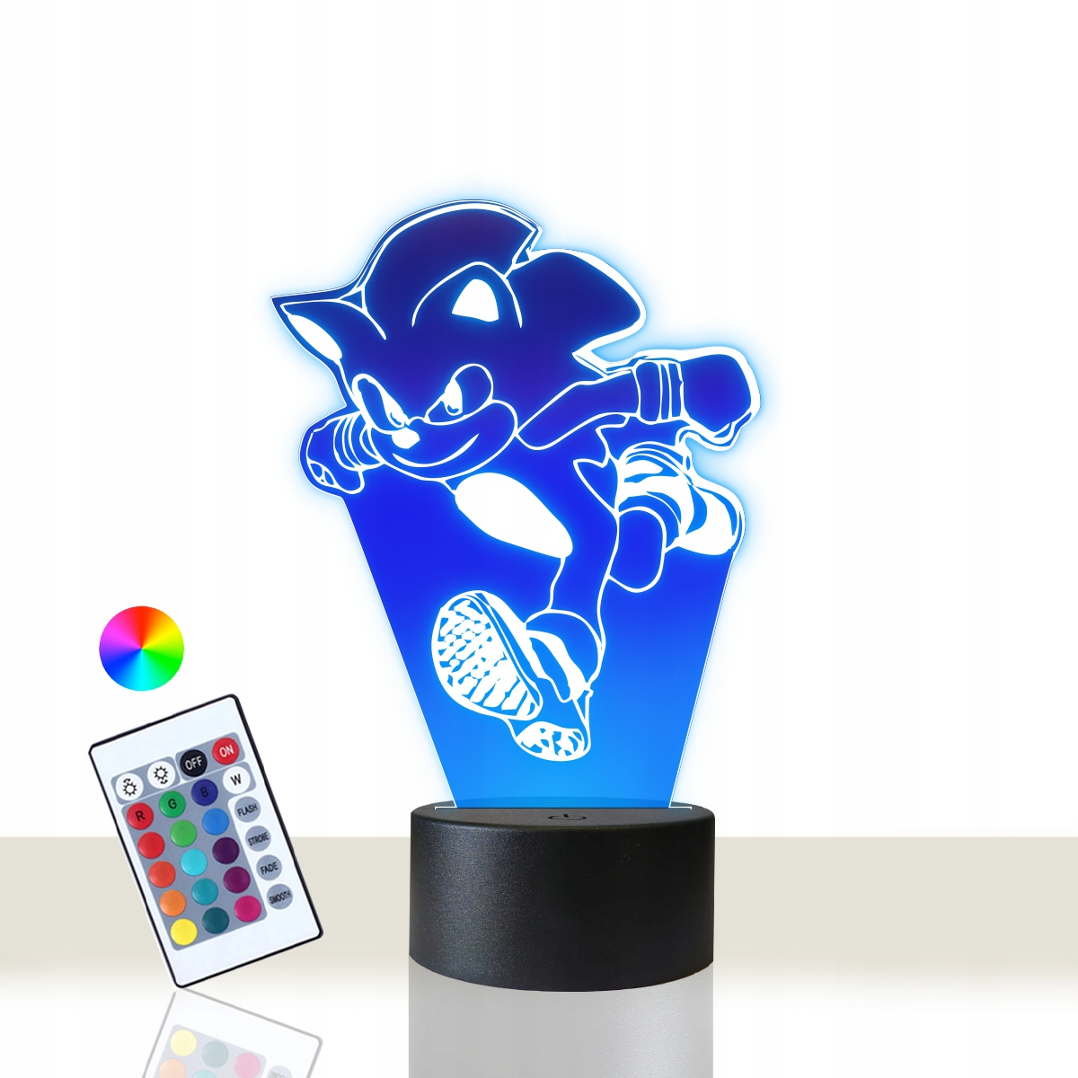 Lampka Stołowa Nocna 3D LED Sonic Gra Film Niebieski Jeż Pilot ...