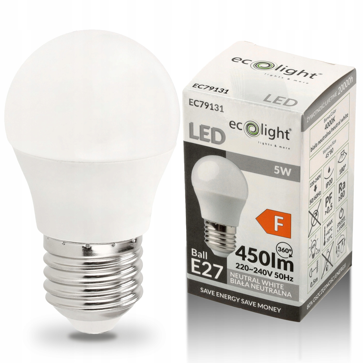 Żarówka LED E27 5W G45 Neutralna Zimna (5901986791317) • Cena, Opinie • Źródła światła ...