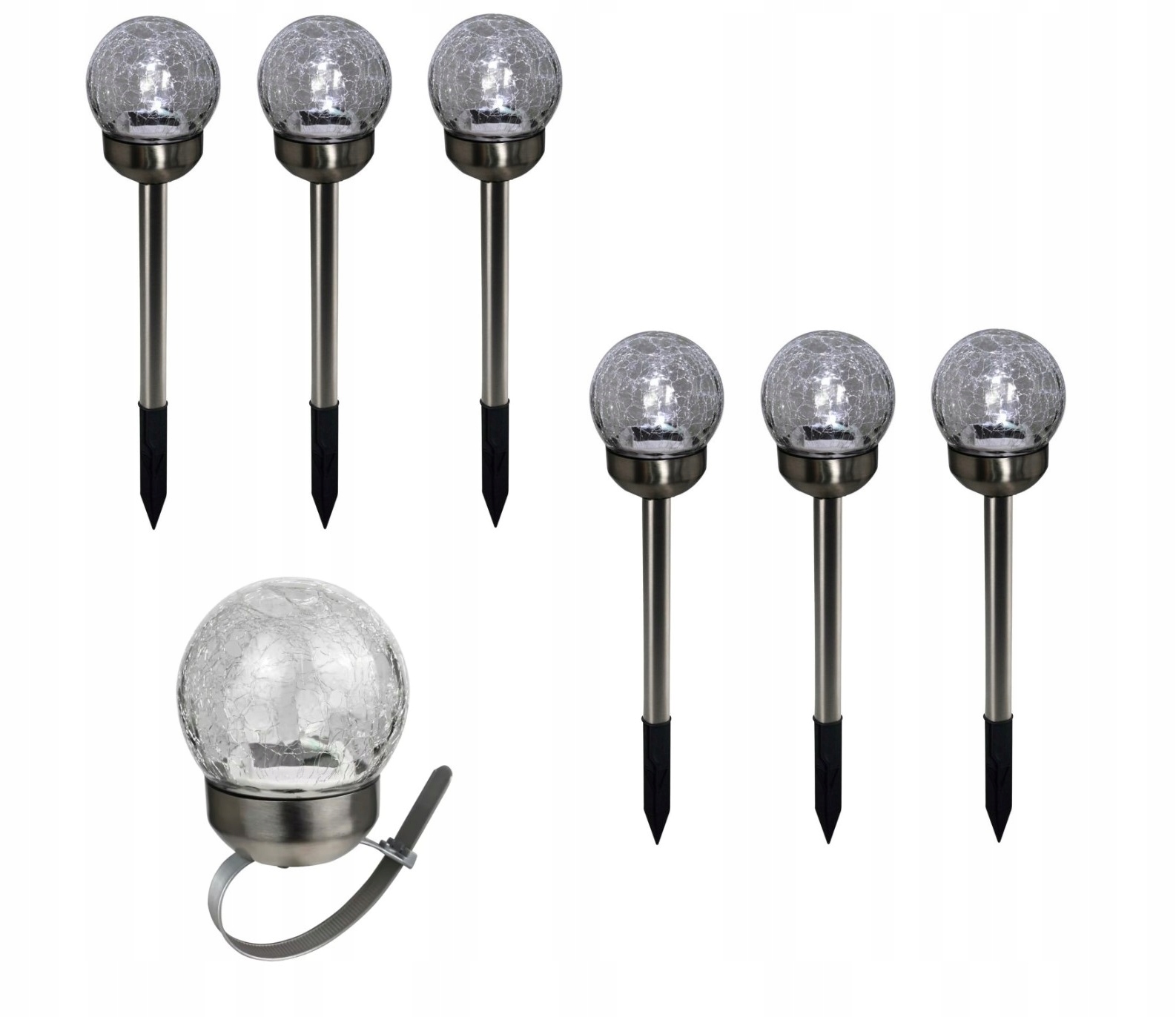 LAMPY SOLARNE ogrodowe KULE wbijane INOX lampki X6 (inox6) • Cena ...