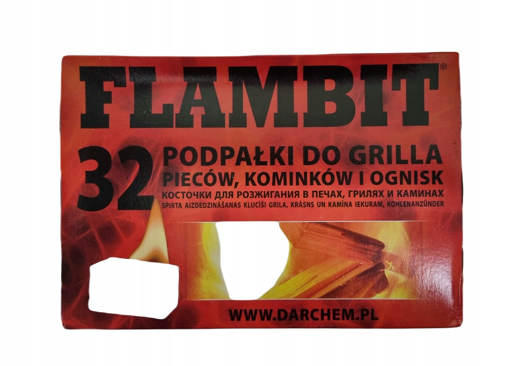 Rozpałka, podpałka biała, 32 kostki do grilla, kominka, pieca (Flambit ...