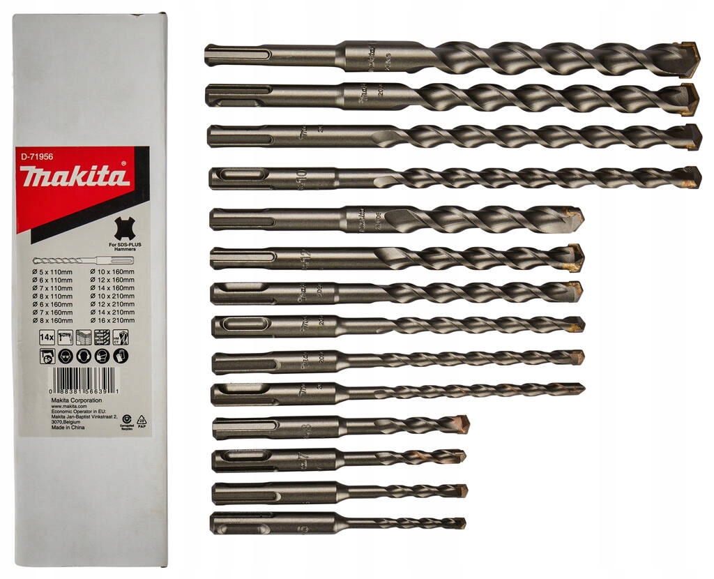 WIERTŁA DO BETONU ZESTAW WIERTEŁ SDS-PLUS 14SZT. 5-16 mm MAKITA D-71956 ... WIERTŁA DO BETONU ZESTAW WIERTEŁ SDS-PLUS 14SZT. 5-16 mm MAKITA D-71956 ...