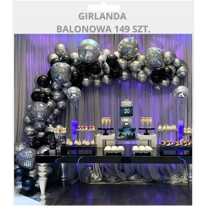 GIRLANDA BALONOWA BALONY DISCO KOLOROWE DEKORACJA KULA DEKORACJE ...