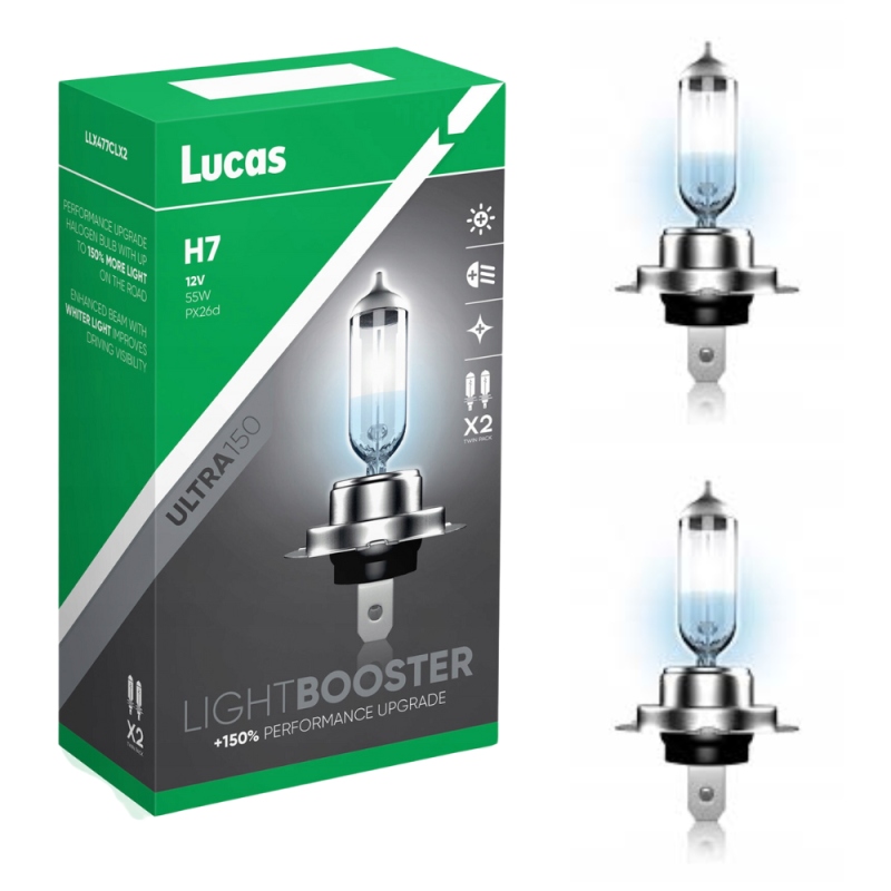 ŻARÓWKI H7 12V 55W LUCAS LIGHT BOOSTER ULTRA +150% WIĘCEJ ŚWIATŁA 2SZT. 5021374753441 za 45 ...