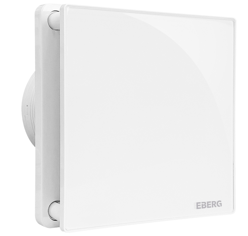 Wentylator łazienkowy szklany EBERG EVO 100 Biały mat Timer + klapa (5903357333515) • Cena ...