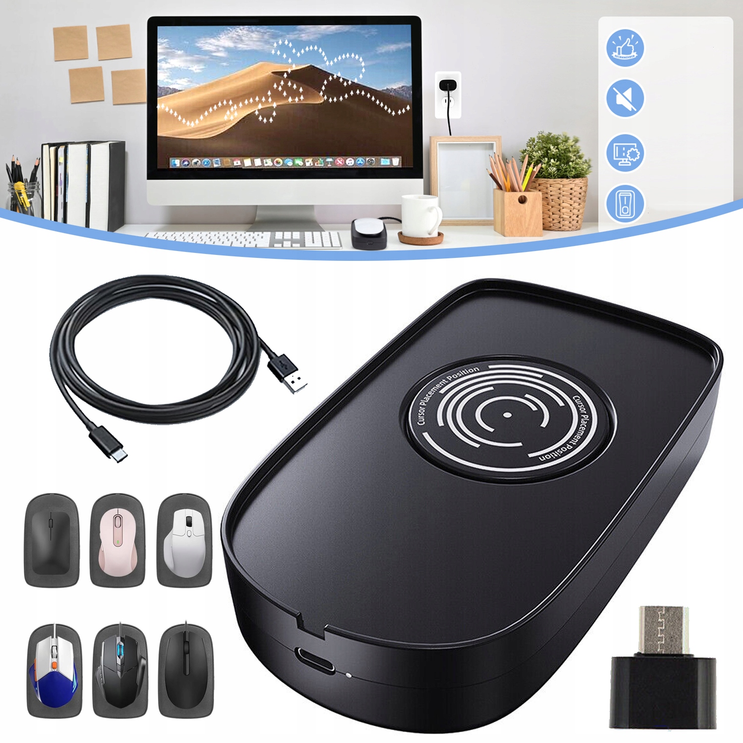 AUTO MOUSE JIGGLER DO KOMPUTERA LAPTOPA, UTRZYMUJE AKTYWNOŚĆ KOMPUTERA ...