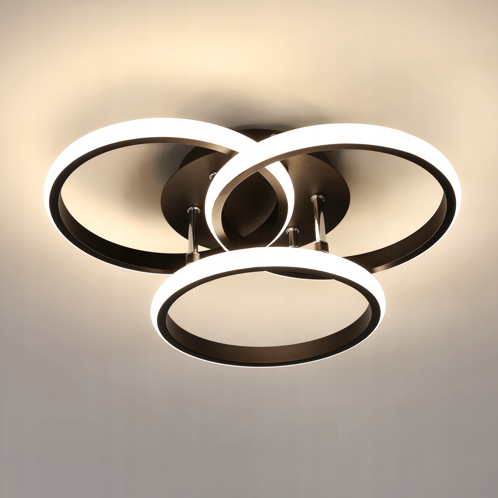 LAMPA SUFITOWA PLAFON LED LAMPA WISZACA CZARNA 4000K NOWOCZESNA DO ...