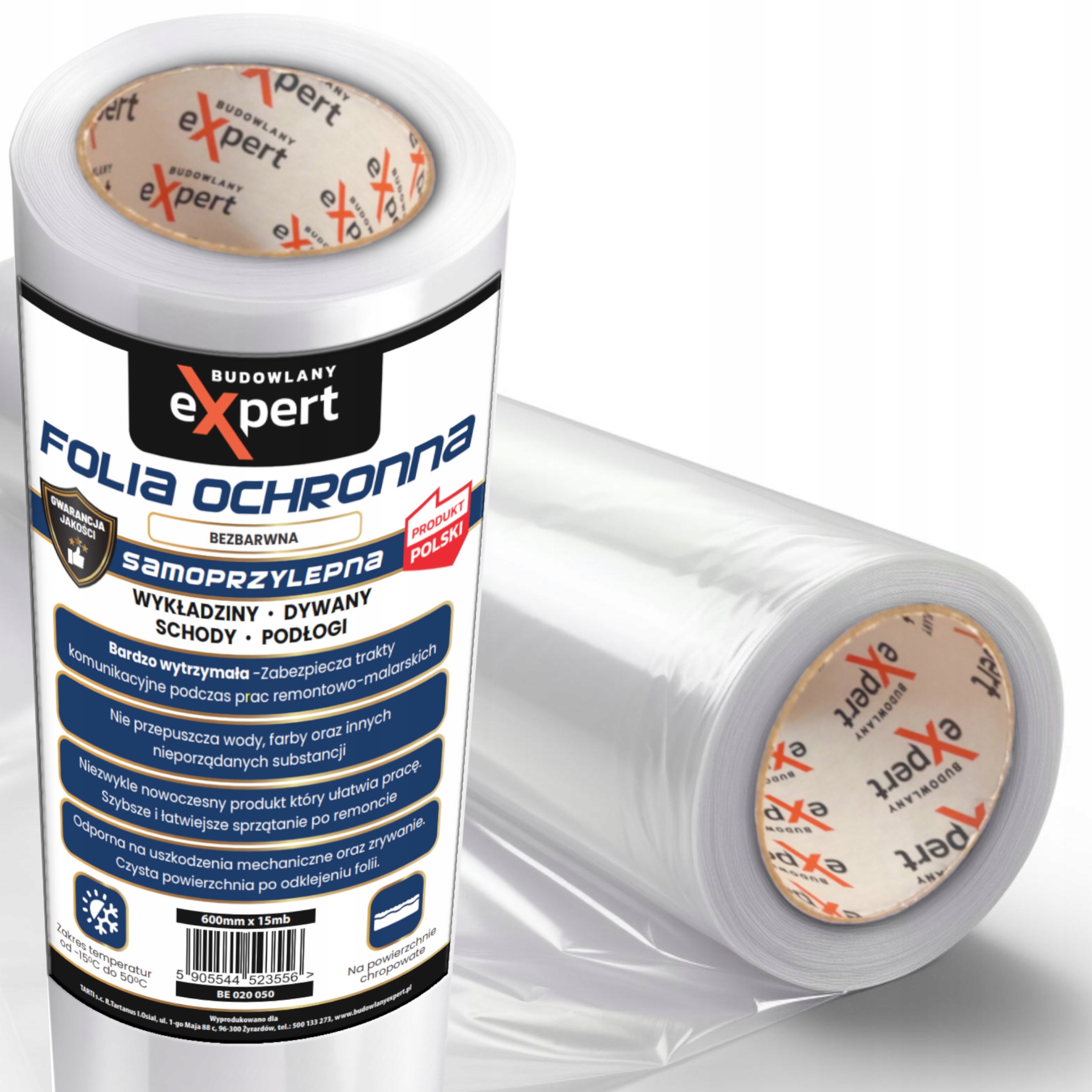 FOLIA OCHRONNA SAMOPRZYLEPNA PRZEŹROCZYSTA 15M MALARSKA BUDOWA REMONT DOM (BE 020 050 folia ...