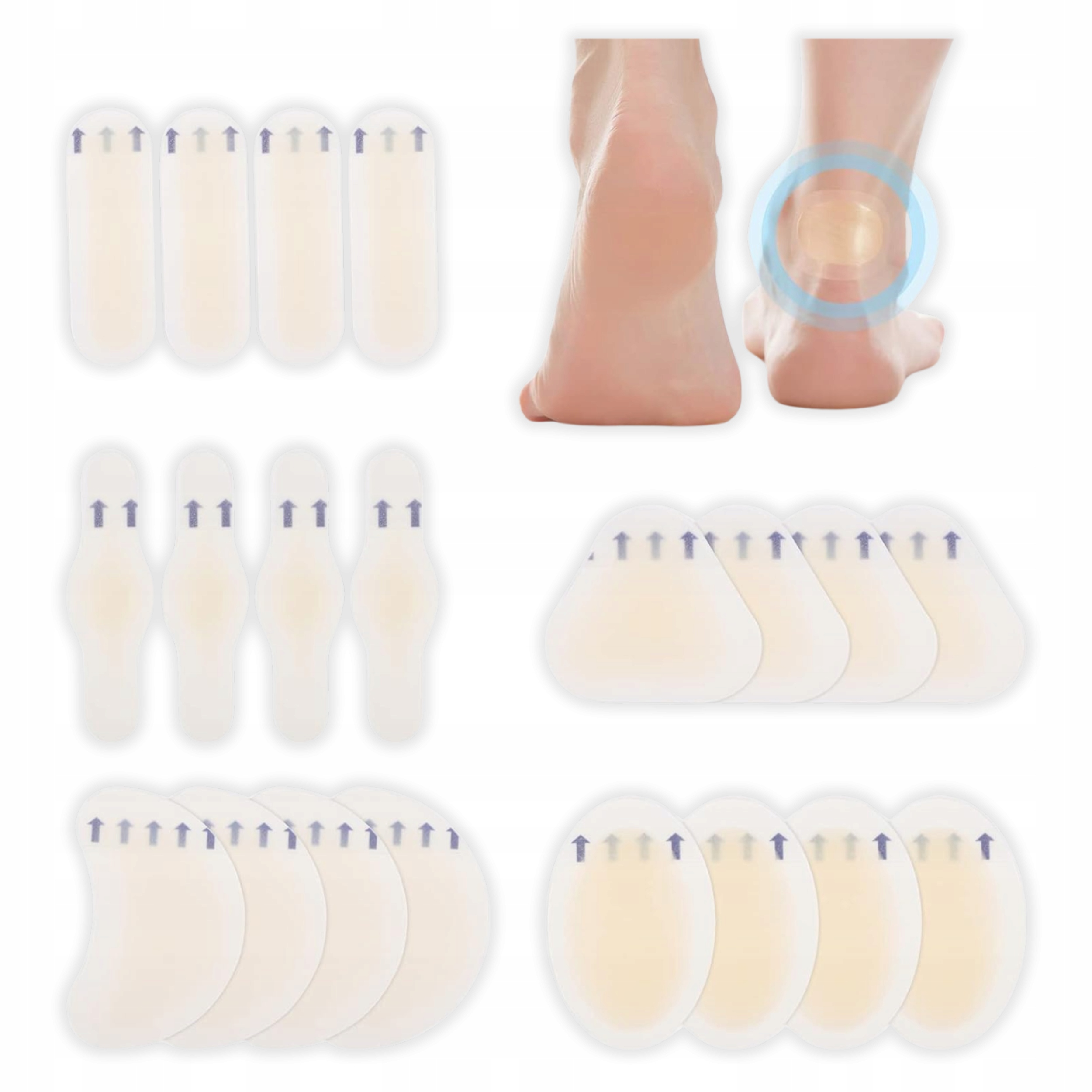 PLASTRY HYDROŻELOWE NA OBTARCIA PIĘTY ZESTAW PLASTRÓW OCHRONNYCH 20SZT ...