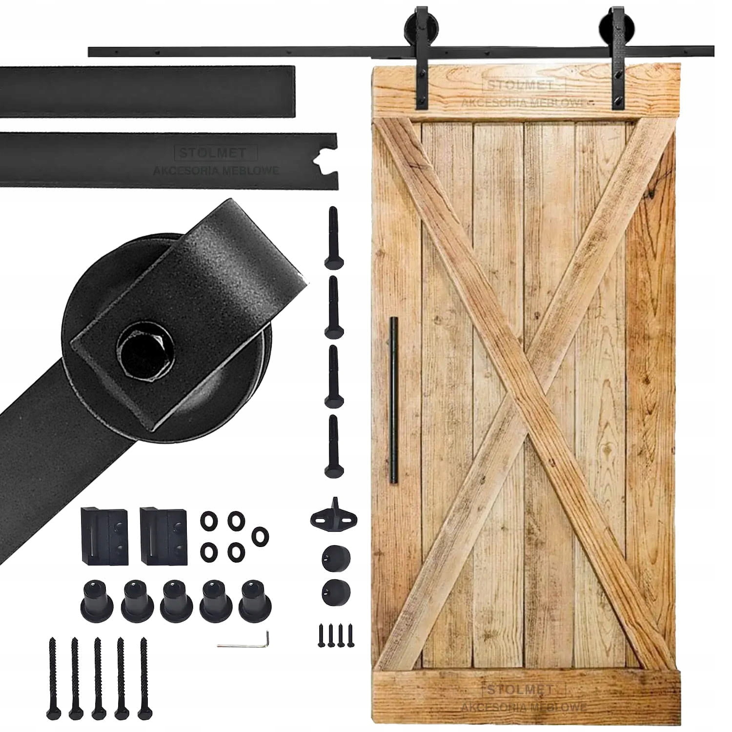 SET 200 cm BARN DOOR SYSTÉM POSUVNÝCH DVEŘÍ - Allegro