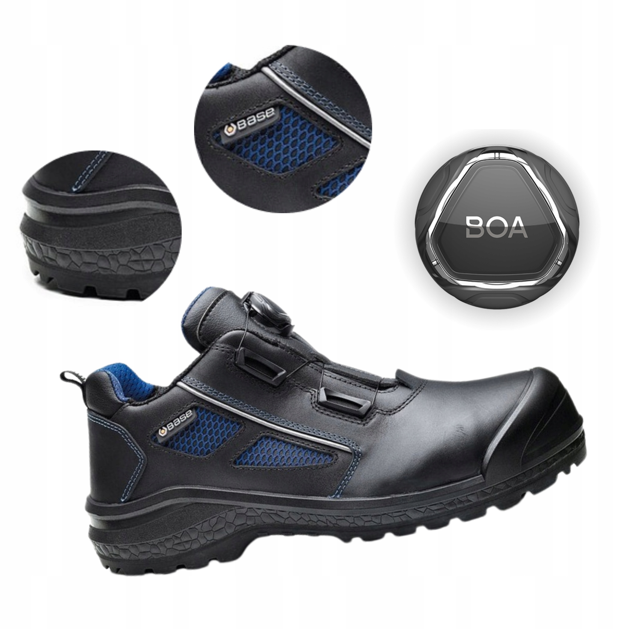 MOCNE SKÓRZANE BUTY ROBOCZE MĘSKIE BHP BASE PROTECTION BE FAST S3 BOA ...