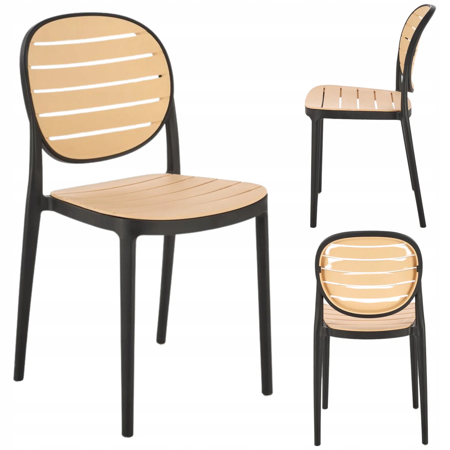 Krzesło Tarasowe na Balkon Taras do Ogrodu Plastikowe Czarne Brązowe K529 (5905248132139) • Cena ...