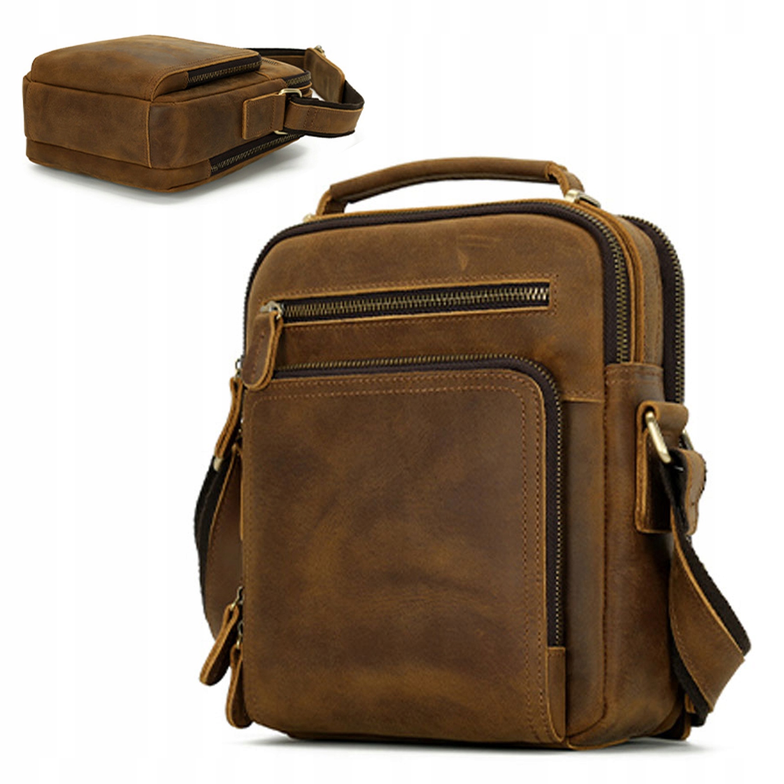 Batoh Pánský Kožený Přírodní Vintage do školy a práce Hnědý - Allegro