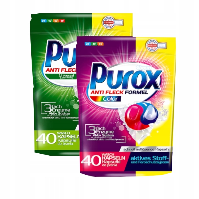 Purox 2x Kapsułki do prania Color Universal 80 szt (5904358504447) • Cena, Opinie • Kapsułki i ...