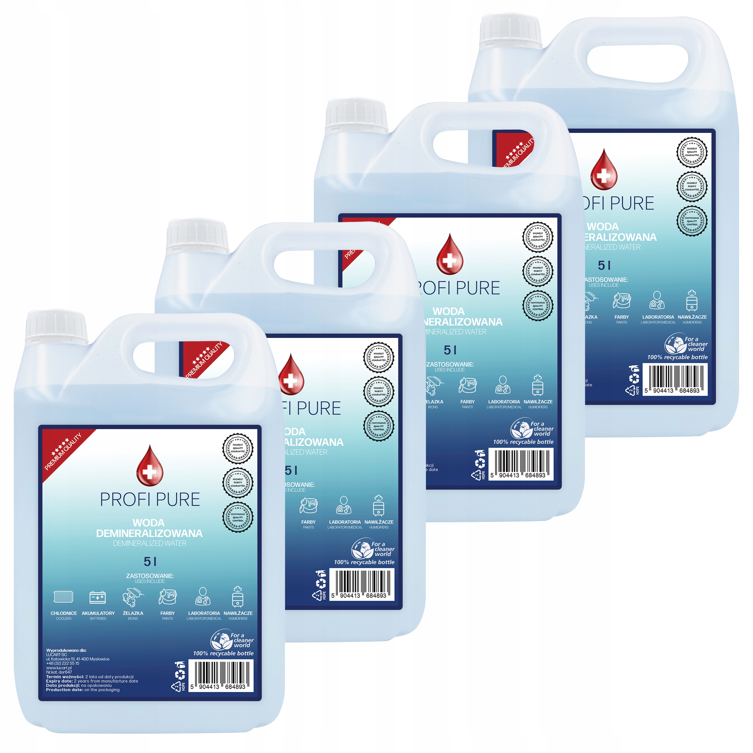 WODA DEMINERALIZOWANA DESTYLOWANA PREMIUM PURE IDEALNA CZYSTOŚĆ 20L ...