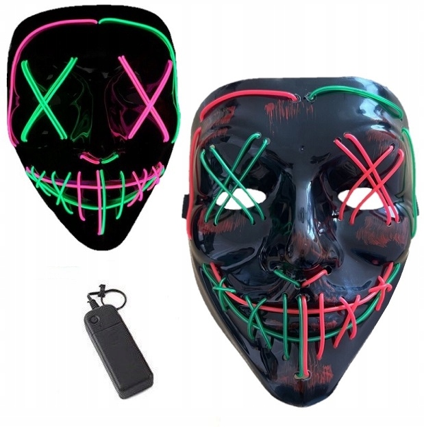 MASKA LED ŚWIECĄCA DJ PURGE HALLOWEEN KARNAWAŁ 12649145822 - Allegro.pl