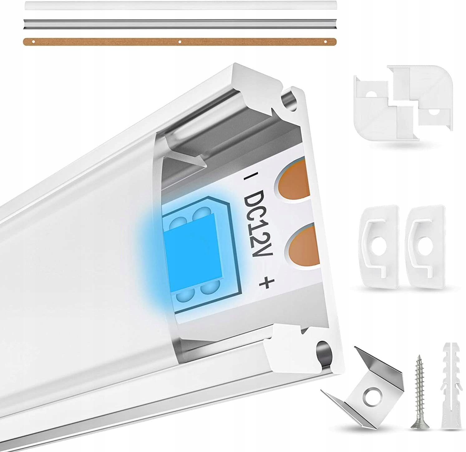 PROFIL ALUMINIOWY DO TAŚM LED 10 X 1M NAROŻNE Z KLOSZEM (8720256925033 ...