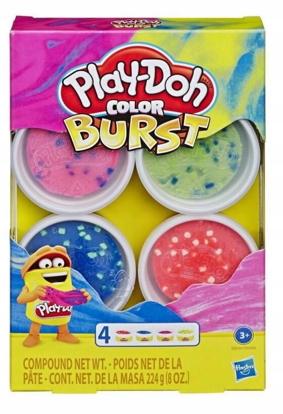 PlayDoh CIASTOLINA Color Burst Bright Pack Neon 4 Tubki (5905320098308) • Cena, Opinie • Masy ...