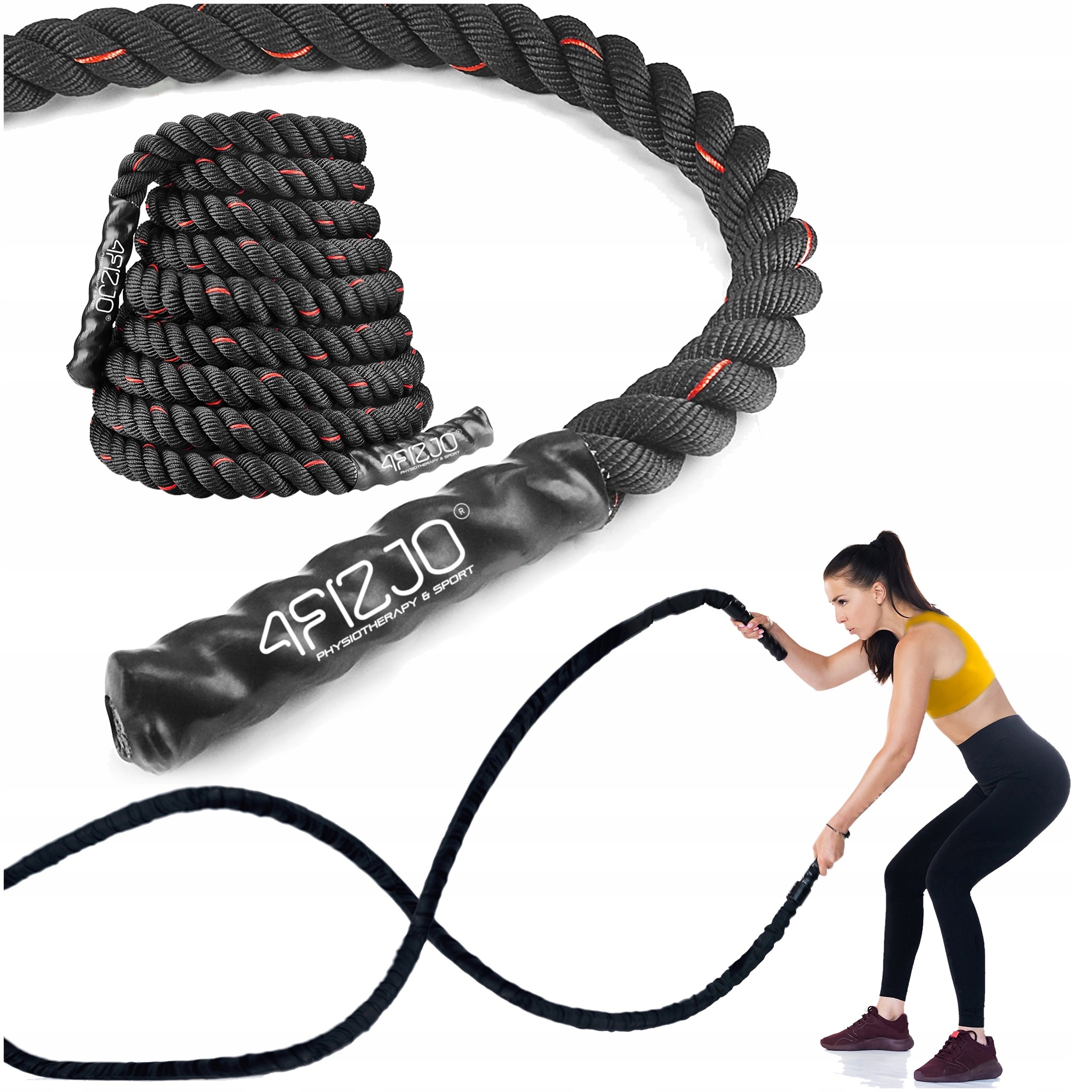 LINA CROSSFIT TRENINGOWA POWER BATTLE ROPE DO WZMOCNIENIA MIĘŚNI 4FIZJO ...