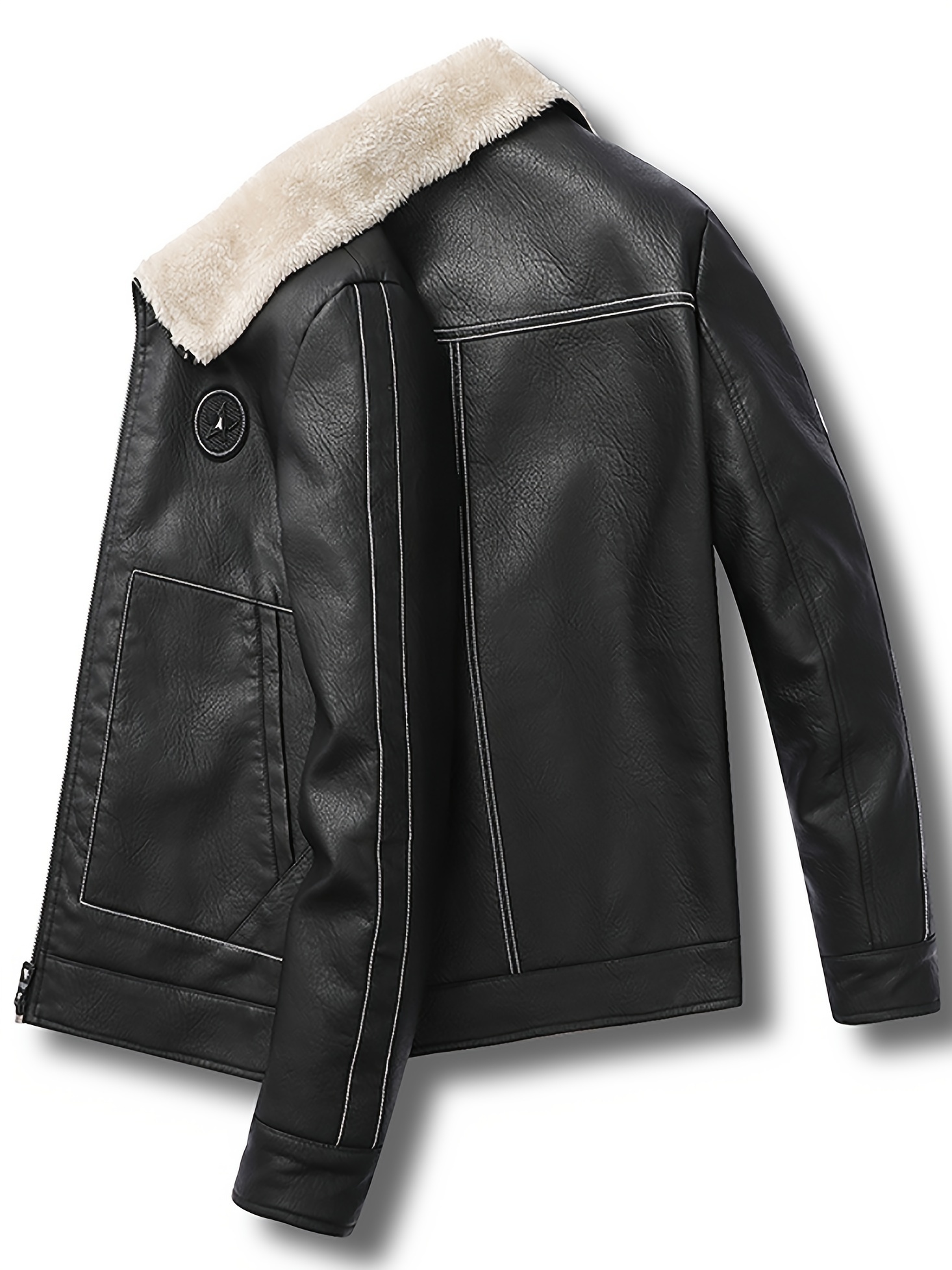 STYLOWA KURTKA ZIMOWA SKÓRZANA MĘSKA JESIENNA OCIEPLANA FUTERKIEM ...