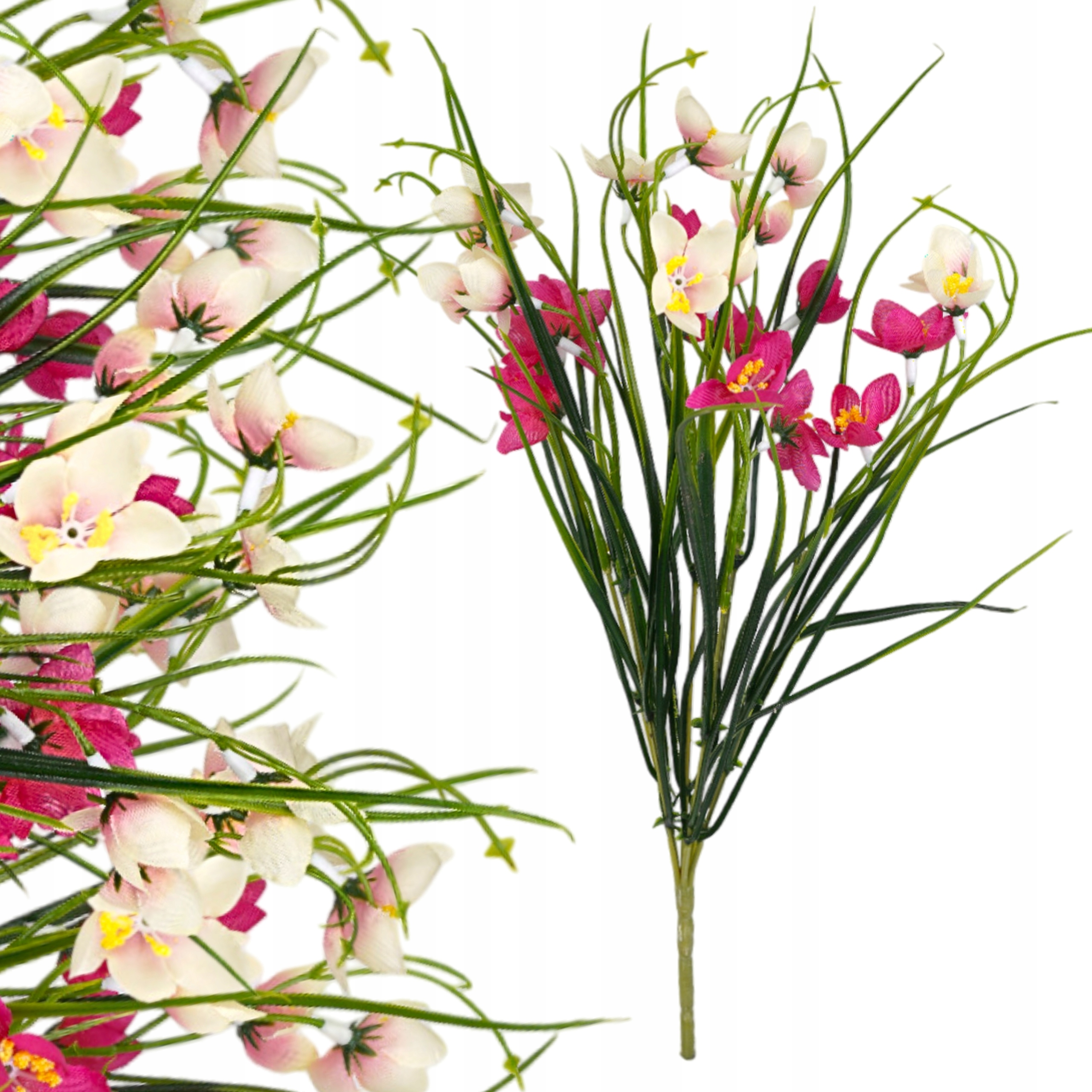 SZTUCZNE KWIATY BUKIET RÓŻOWYCH KWIATÓW POLNYCH TRAWA DO STROIKA LIŚCIE (5906496821776) • Cena ...