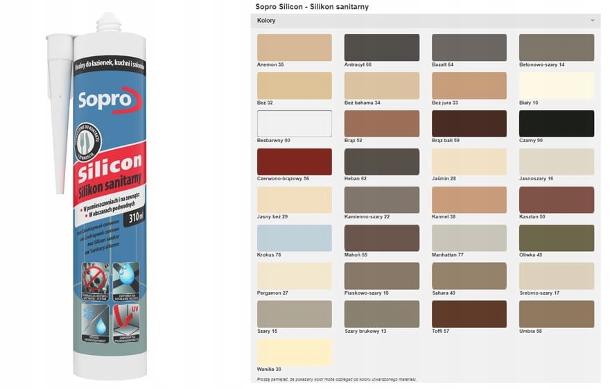 Sopro Silikon sanitarny 310ml - 33 jura beż (33 beż jura) • Cena ...