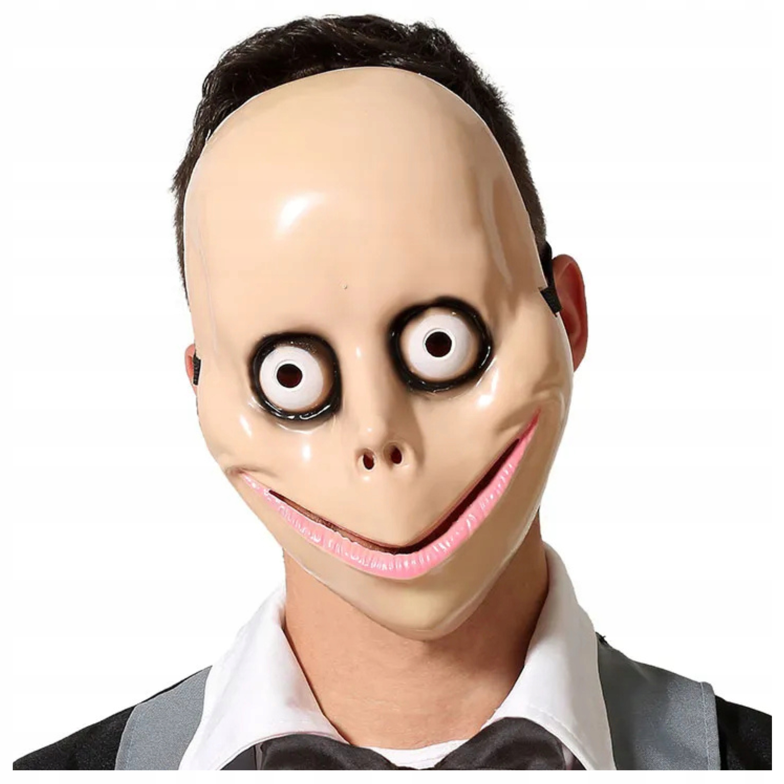 STRASZNA MASKA NA HALLOWEEN MOMO DIABŁA LALKI ZOMBIE DLA DOROSŁYCH PCV ...