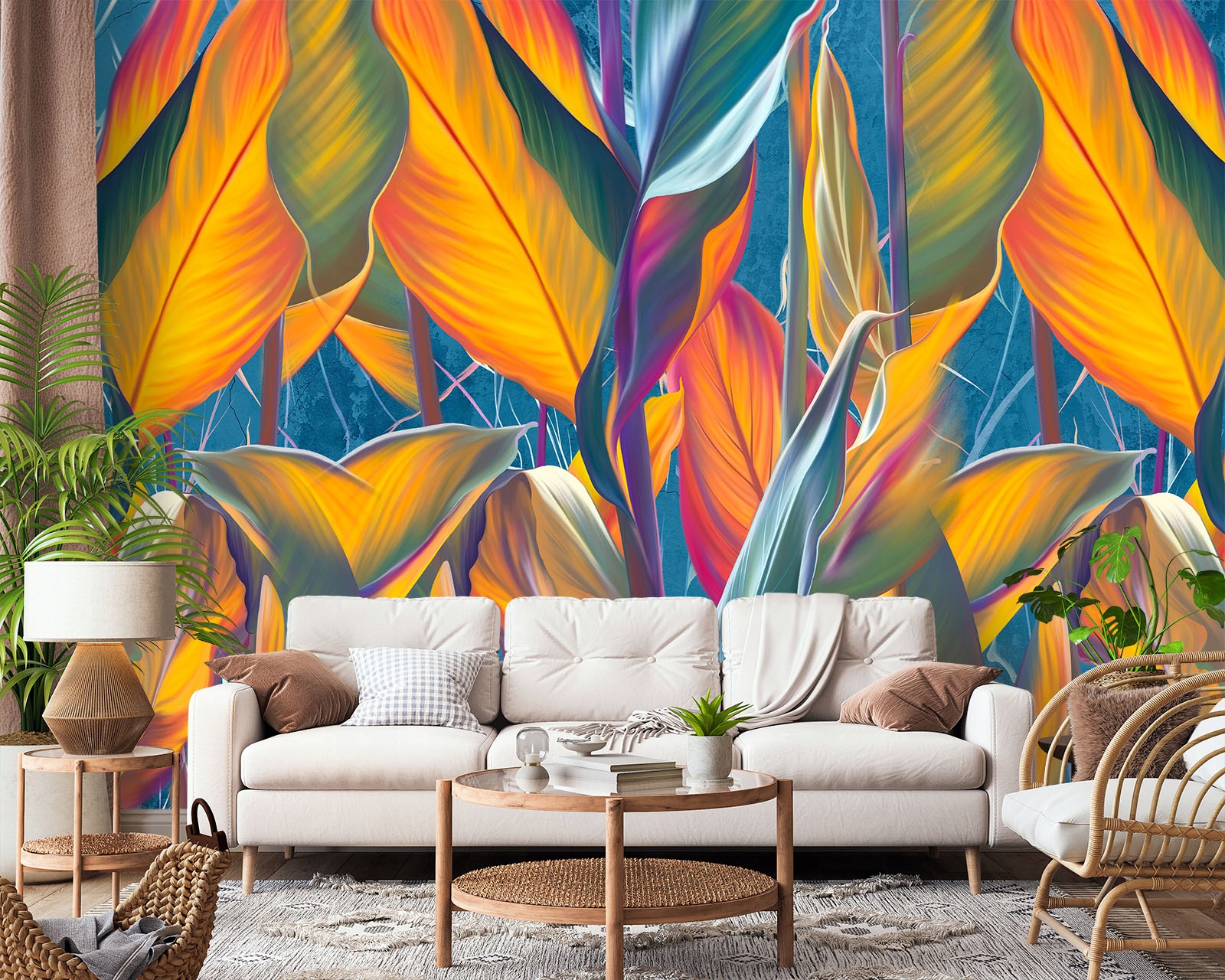 KOLOROWA TAPETA WINYLOWA LIŚĆ na wymiar DO SYPIALN • Cena, Opinie ...