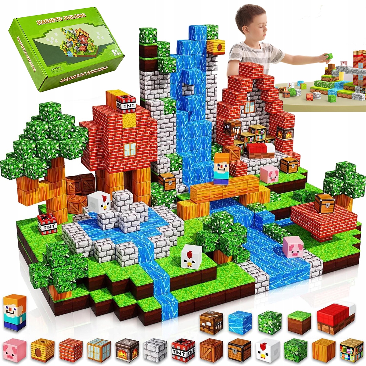 100 DB MÁGNESES ÉPÍTŐKOCKA SZETT GYEREKEKNEK, (4016660129421) • Ár ...