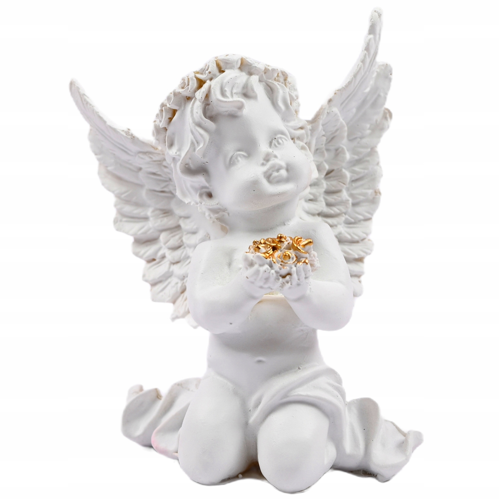 ANIOŁ DZIECKO FIGURKA BIAŁY ANIOŁEK STRÓŻ RZEŹBA DUŻA DEKORACJA 16CM ...