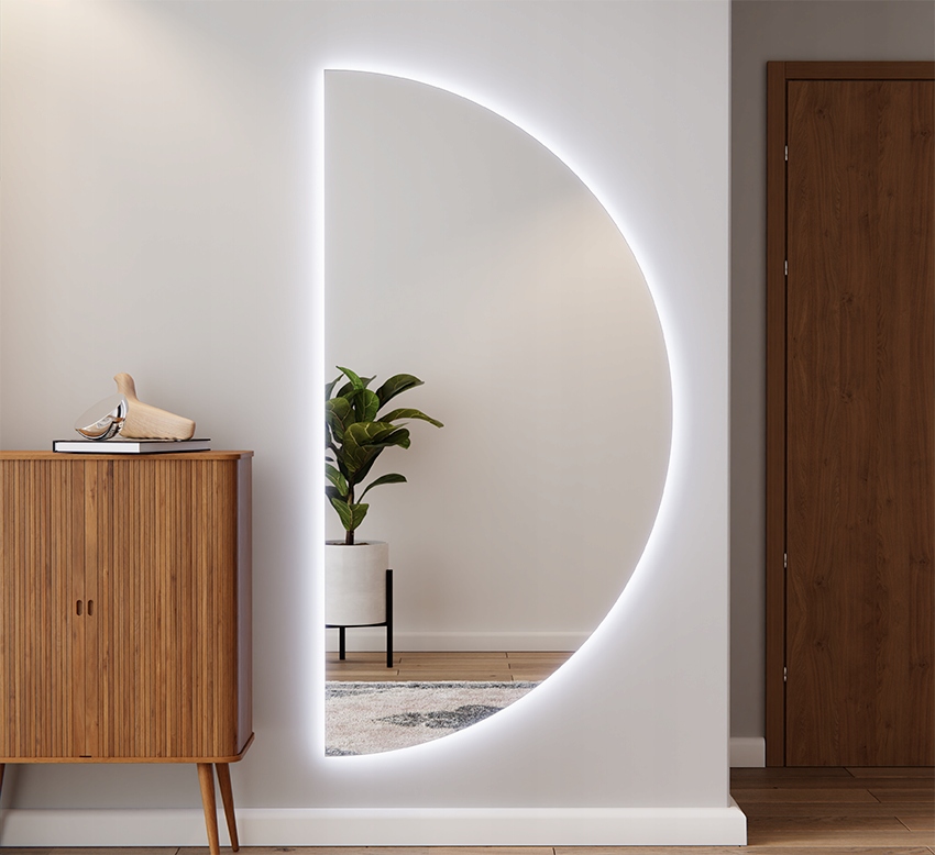 Lustro Półokrągłe Srebrne LED 80X40 Prawe (5905811831834) • Cena ...