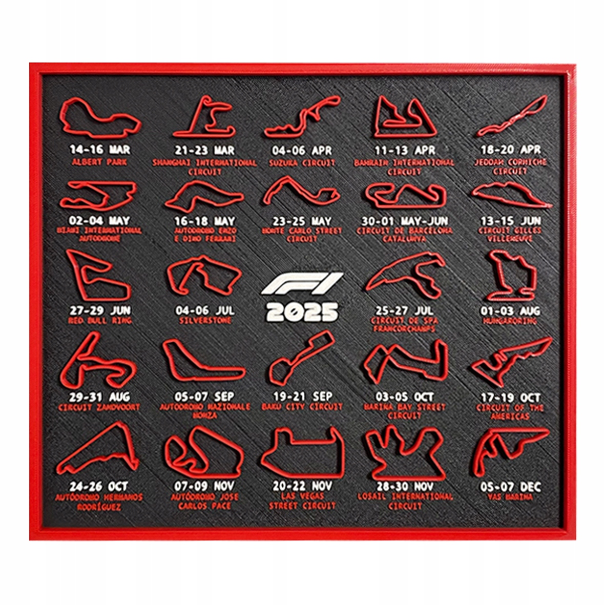 Kalendarz F1 Formuła 1 z torami i datami EDYCJA 2025 PREZENT • Cena, Opinie • Druk 3D ...