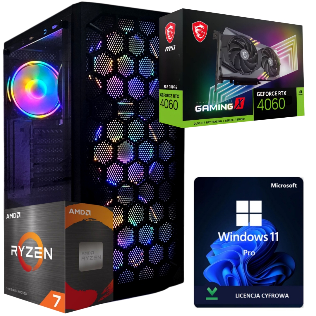 PC GAMINGOWY STORMFORCE 5700X Ryzen 32GB RTX 4060 8GB +Wi-Fi +WIN11 ...