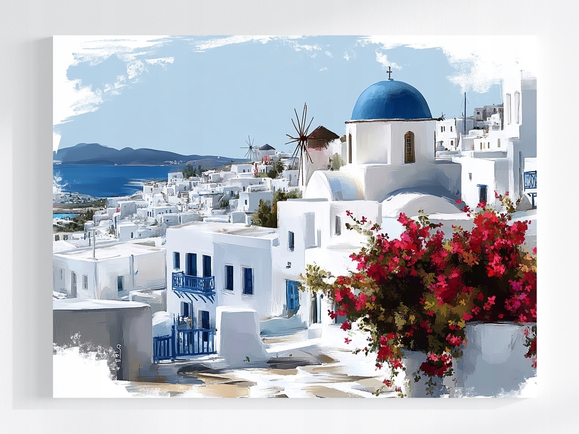 OBRAZ NA PLÁTNĚ CANVAS KRAJINA ŘECKO MYKONOS MĚSTO OSTROV LÉTO 100x75 ...