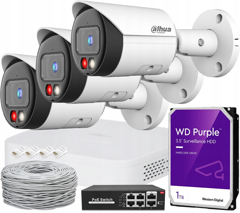 Monitoring Zewnętrzny IP Zestaw 1 Kamera Dahua WizSense 5Mpx Nagrywarka ...