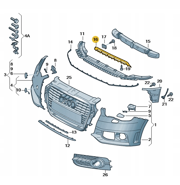 ŚRODKOWA DOLNA KRATKA ZDERZAKA PRZÓD AUDI A1 PRZEDLIFT ASO ORYGINAŁ ...