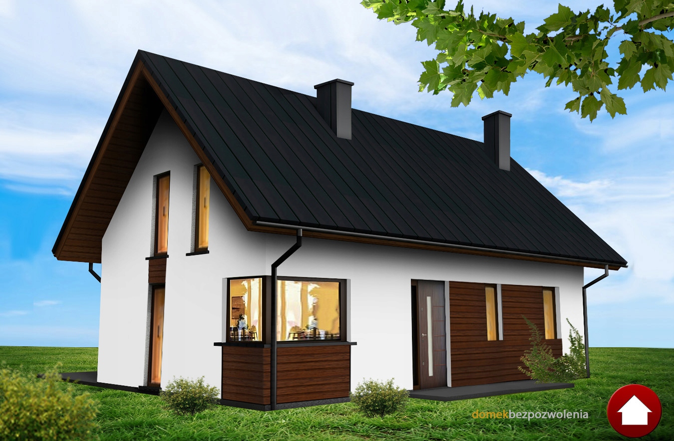 Projekt domu 70m2 Nowy Ład murowany / szkieletowy (Projekt domu ALINA ...