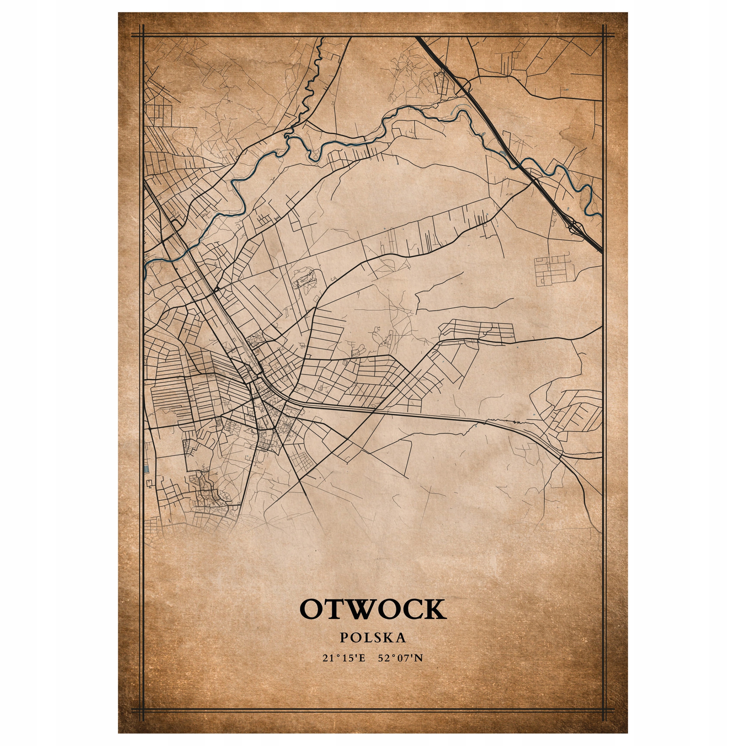 Plakat Mapa miasta vintage Otwock 70x50cm • Cena, Opinie • Plakaty ...