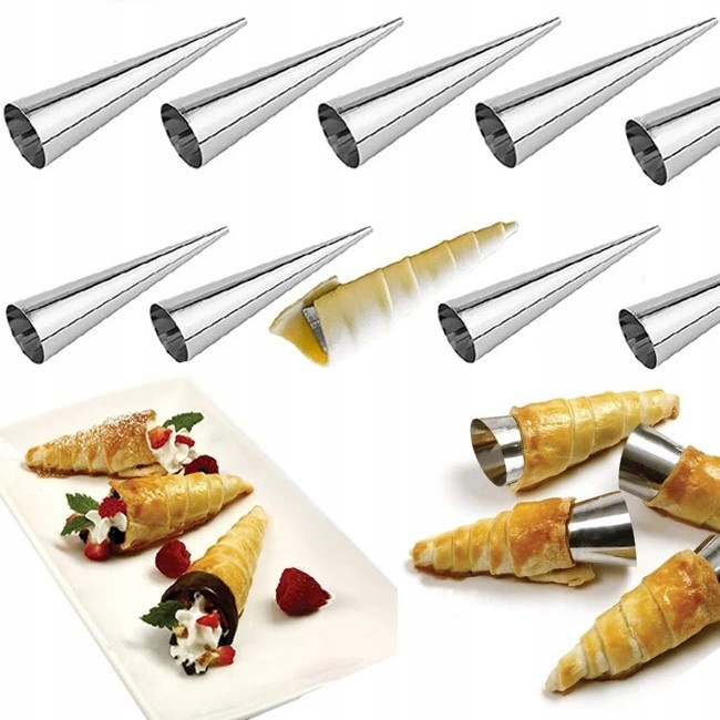 RURKI 9cm FOREMKI DO RUREK Z KREMEM KSZTAŁTKI DO CIASTEK CIASTA WAFLI ...