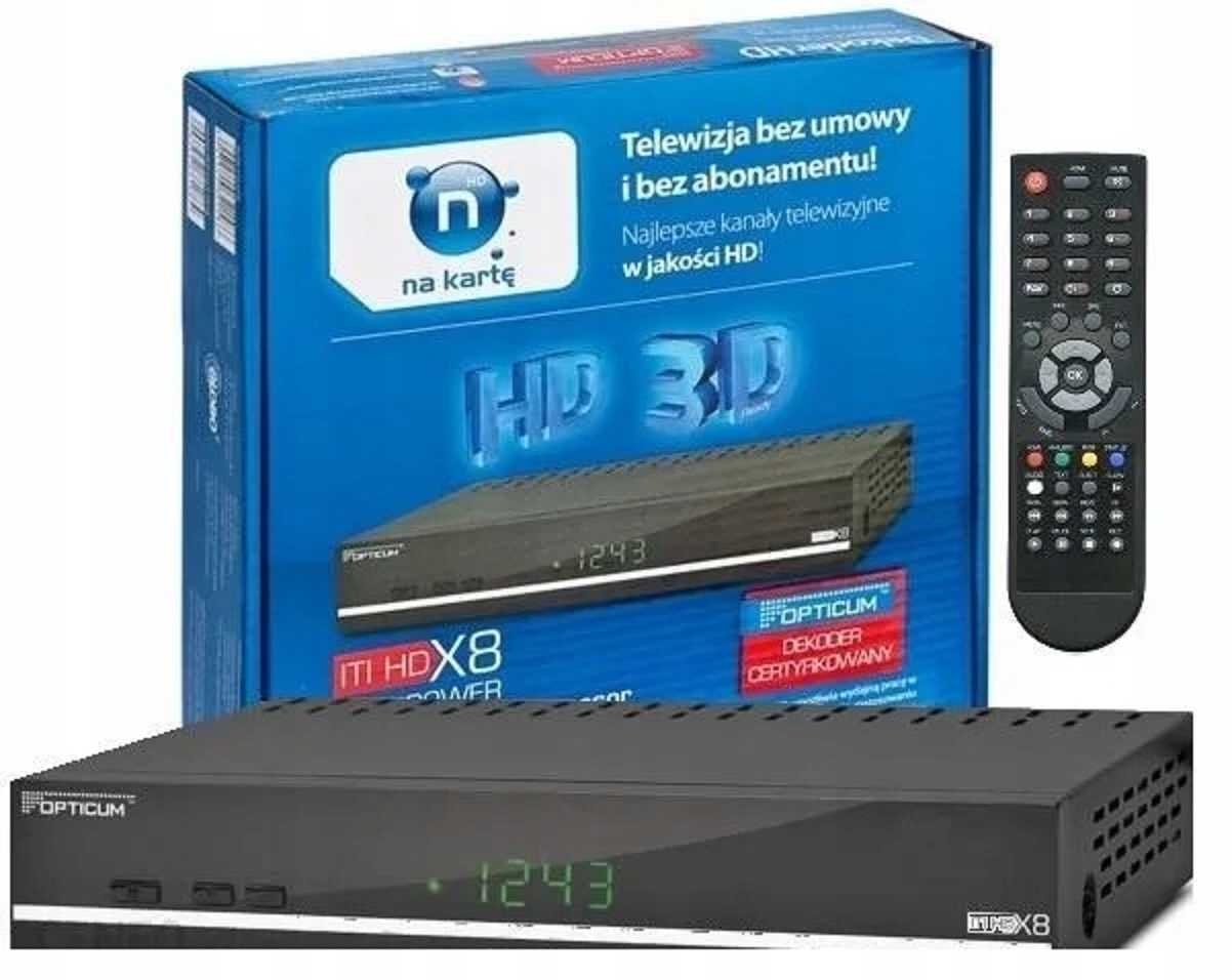 Dekoder Tuner DVB-S/T Opticum Combo X8 pakiet prepaid 30 dni Start ...