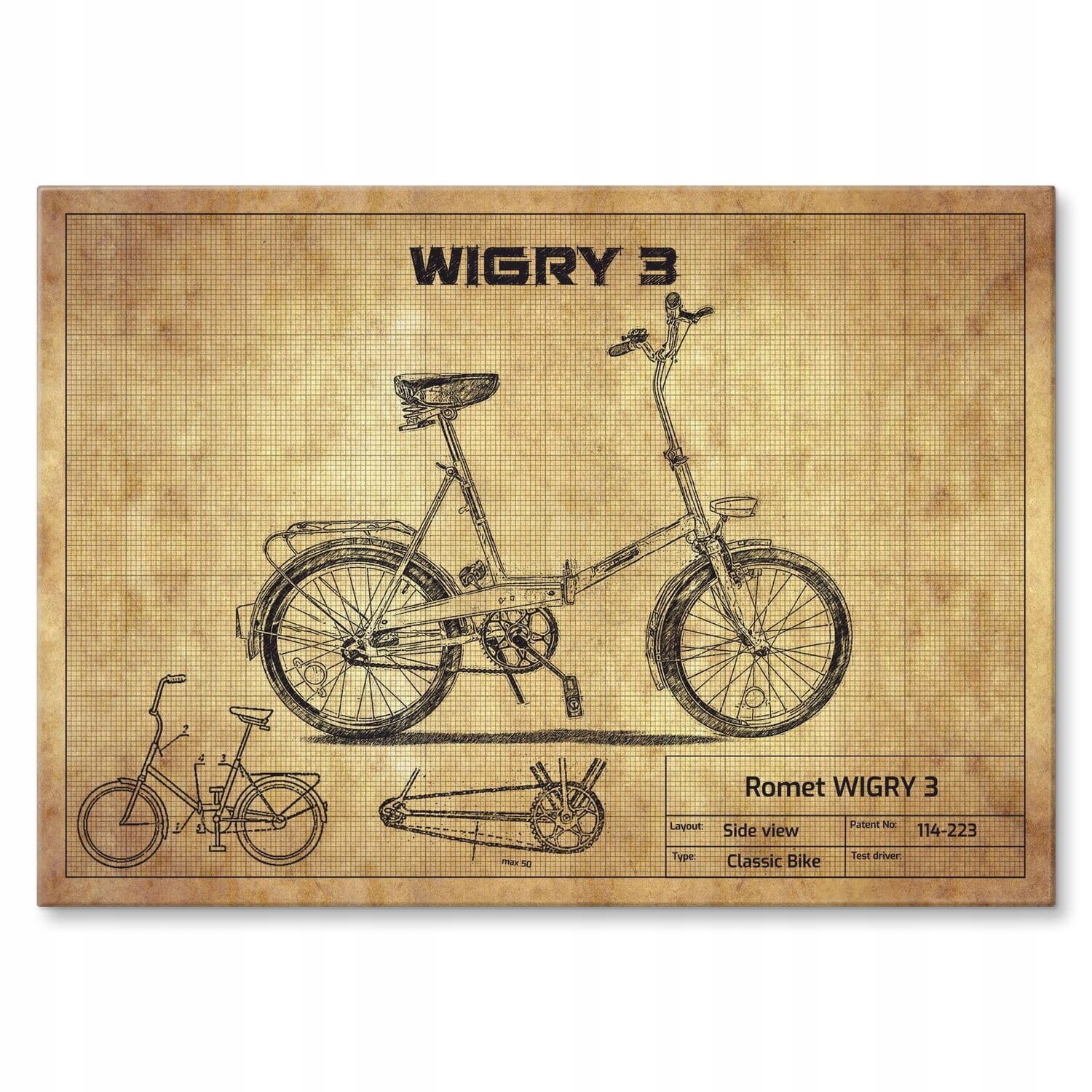 Plakat metalowy Blacha poster obraz prezent polski rower Romet Wigry 3 ...