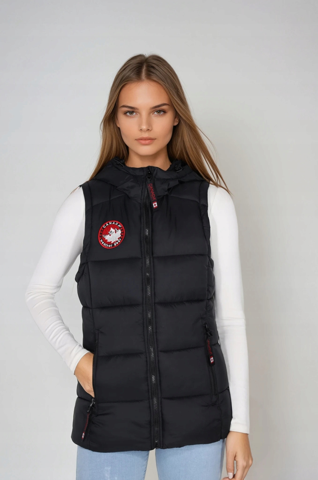 CANADA WEATHER GEAR PREŠÍVANÁ ČIERNA VESTA S KAPUCŇOU MD1 NTR__S za 35 ...