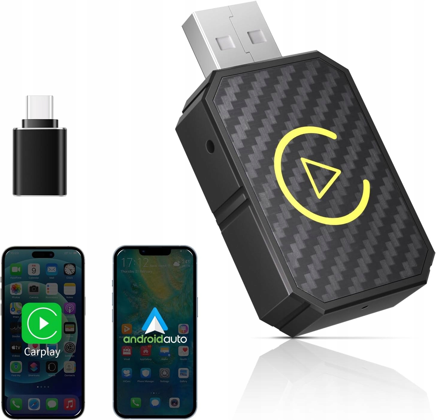 2w1 bezprzewodowy adapter Carplay do Apple iOS Android Auto Smart USB ...