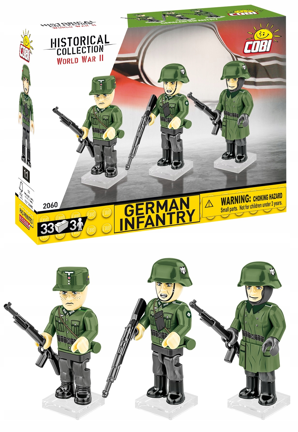 Klocki COBI 2060 German infantry zestaw 3 figurek żołnierzy niemieckich ...
